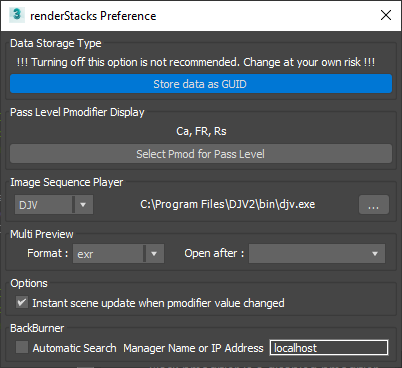 Preference menu – renderStacks